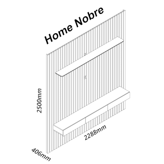 Painel Para Tv Até 85 Polegadas Ripado Com Led Nobre Gelius
